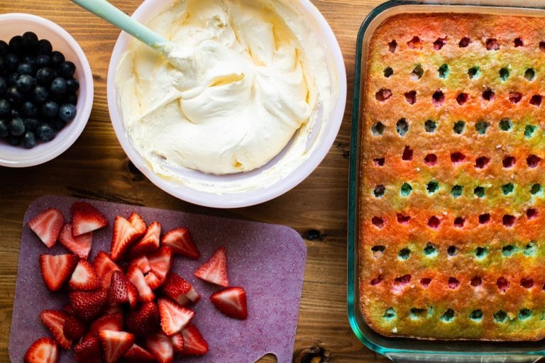 Flag Decorated Jello Poke Cake - Retro Potluck