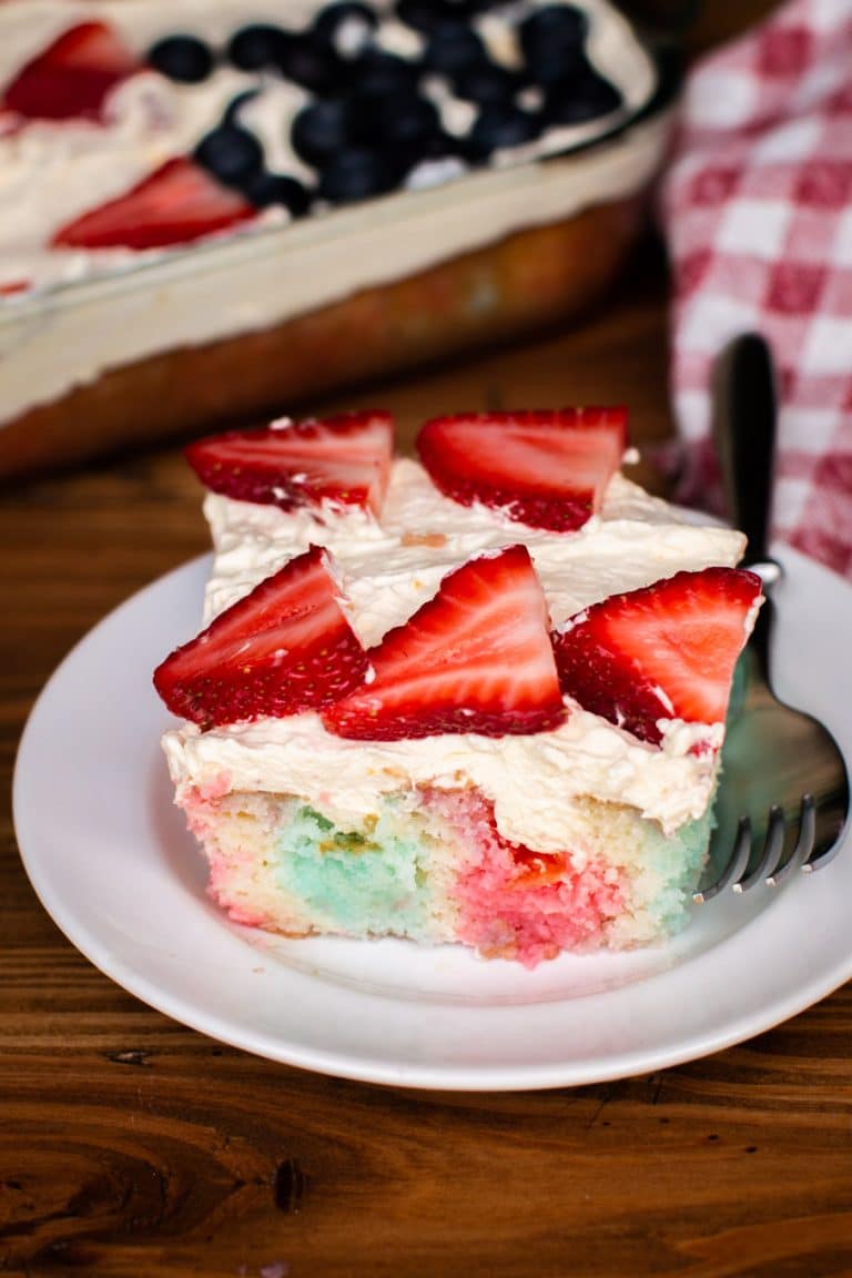 Flag Decorated Jello Poke Cake - Retro Potluck