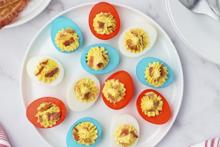 Colored Deviled Eggs (Red, White and Blue) - Retro Potluck